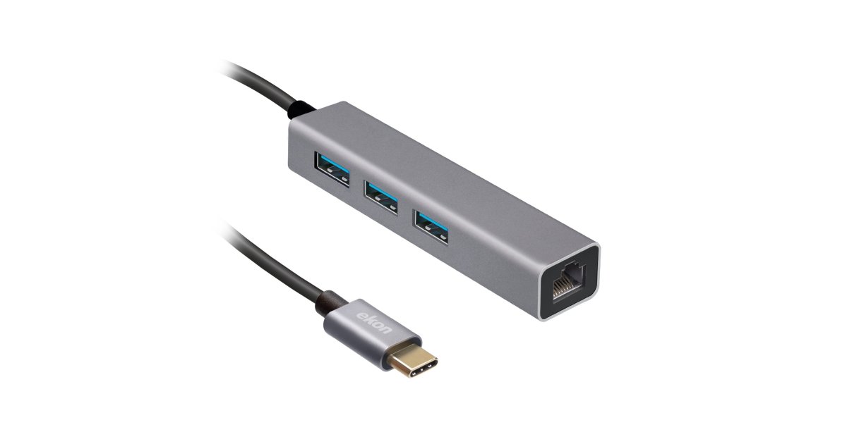 HUB multiporta con cavo USB-C e porta Ethernet RJ45 | Ekon